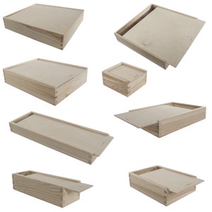Blank Wooden Sliding Lid Boxes | Small Medium Large | Keepsake Memory ...