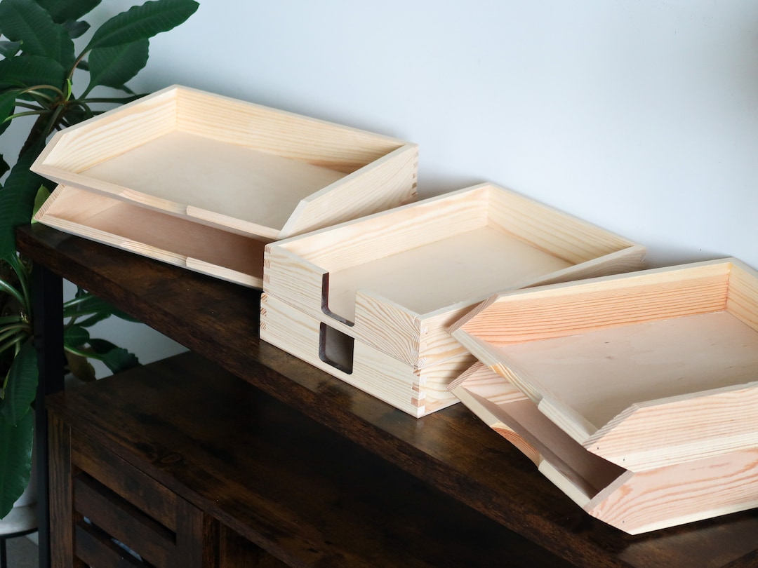 Wooden A4 Letter Tray Office File Tidy Organiser Document Paper Storage ...