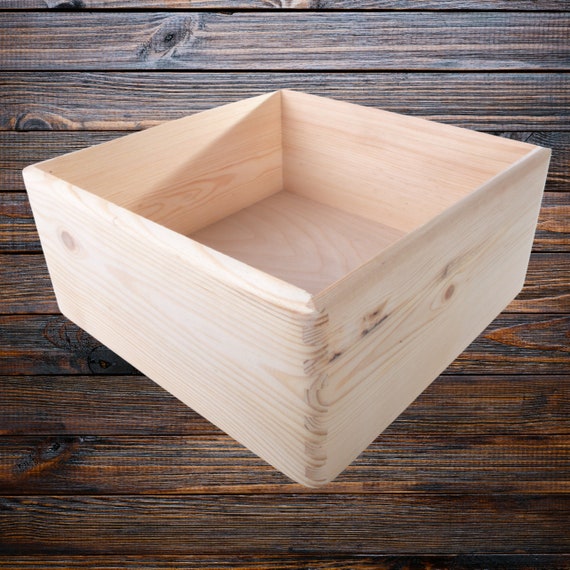 Large Square Open Wooden Box 30x30x13 Cm Cube Bin Display Countertop Craft Storage Basket Kitchen Organiser Paintable Decorative Pine Etsy UK