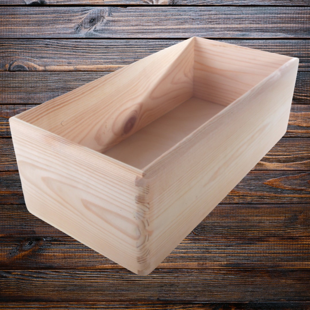 Large Rectangle Open Wooden Box | 40x20x13 Cm | Display Countertop ...