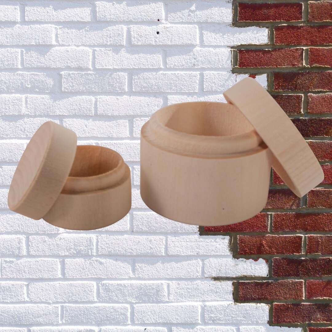 Round Wooden Ring Jewellery Boxes | Earrings Trinket Gift Storage Case ...