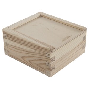 Small Tiny Plain Blank Unfinished Wooden Storage Box With Sliding Lid ...