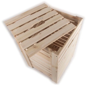 Plain Pinewood Wooden Laundry Bin Basket Storage Box Organiser | Square ...