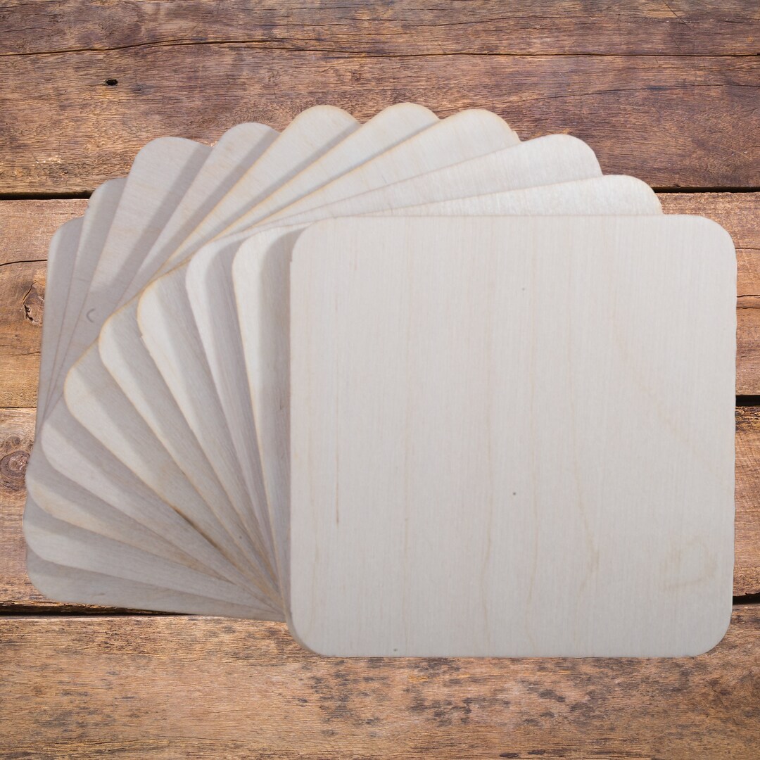 Square Blank Ply Coasters 10x10cm Rounded Corners Unfinished Decorative ...