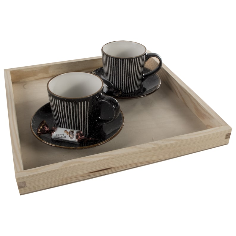 Square Wooden Shallow Tray | 30x30x3 Cm | Display Presentation Box ...