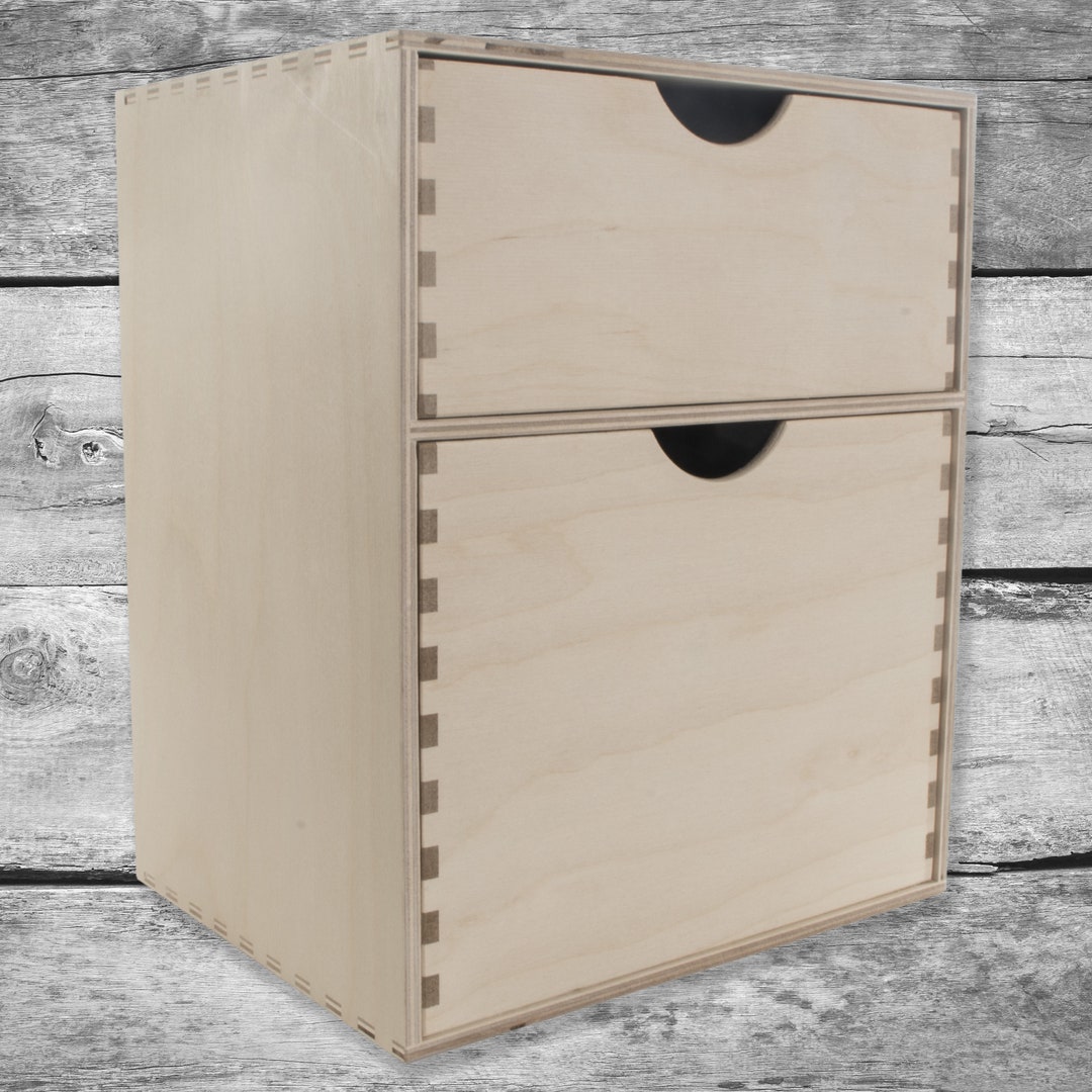 Wooden Mini Chest of 2 Drawers Desktop Organiser | Cupboard Cabinet ...