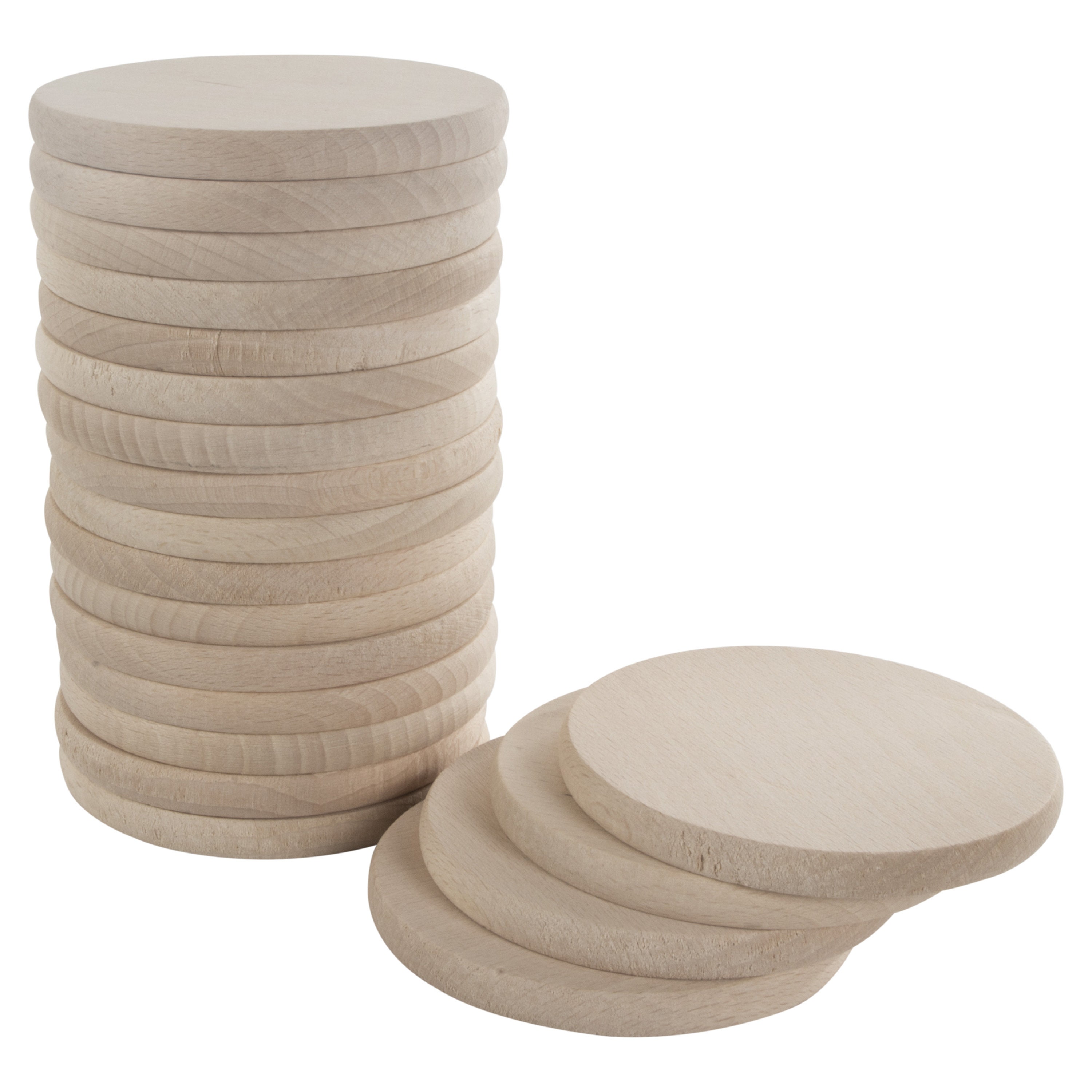 Plain Round Beechwood Coasters | Ø 9cm | Decorative Mug Cups Circles ...