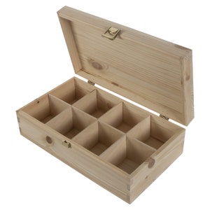 Natural Wood 8 Compartments Storage Box | 28 X 16 X 8.5 Cm | Entirely ...
