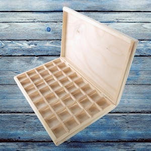 Wooden Gemstone Display Storage Case | 40 Sections Shallow Presentation ...