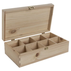 Natural Wood 8 Compartments Storage Box | 28 X 16 X 8.5 Cm | Entirely ...