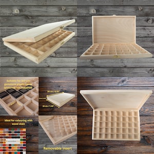 Wooden Gemstone Display Storage Case | 40 Sections Shallow Presentation ...
