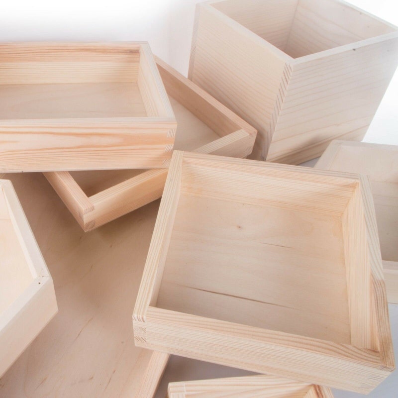 Unfinished Square Wood Box - Etsy UK