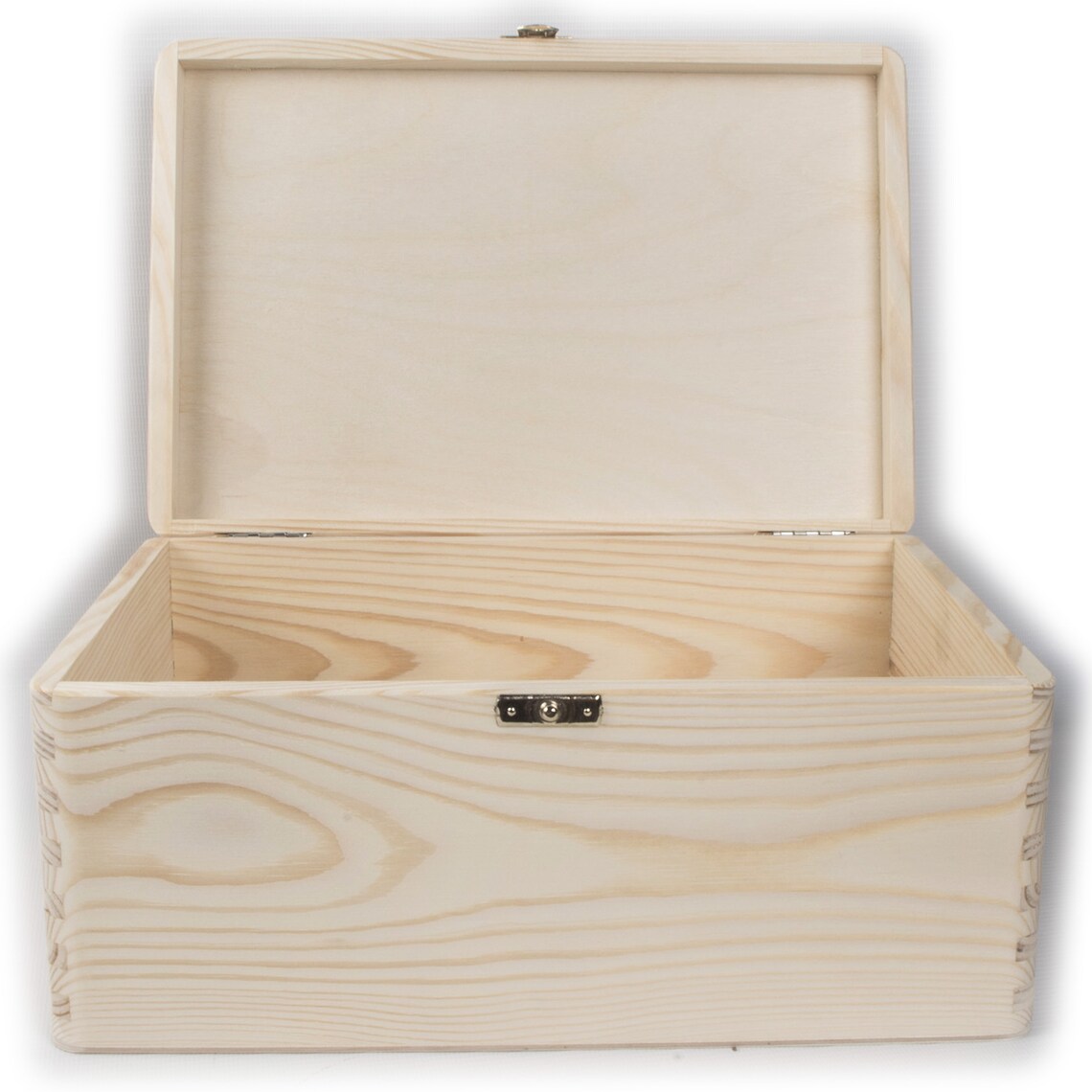 Unfinished Pine Box 30x20x14 Cm | Wooden Storage Chest With Lid & Clasp ...