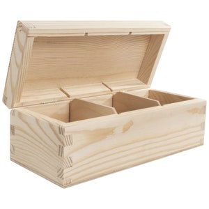 Plain Wooden Small 3 Compartments Storage Box With Lid | Rounded Lid ...