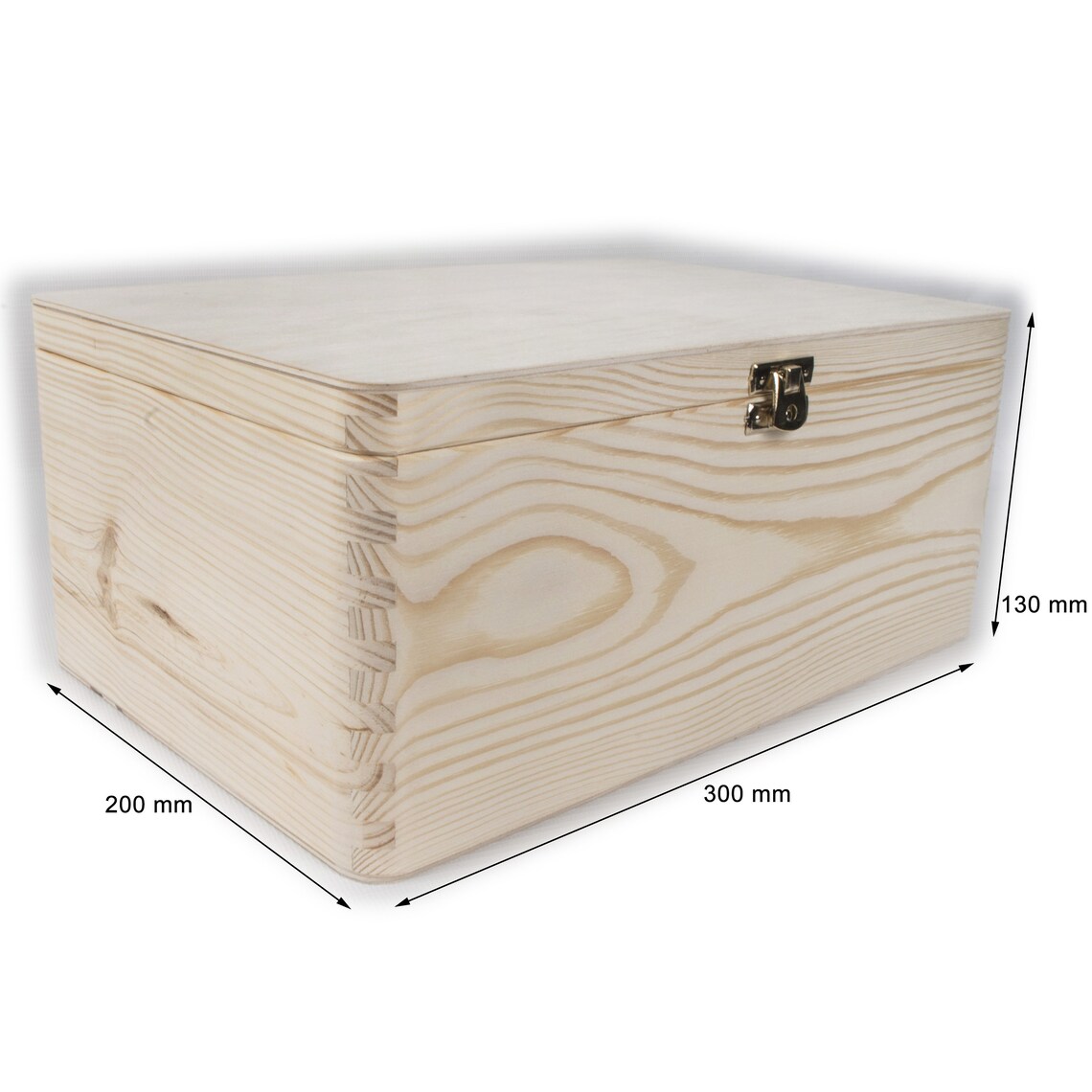 Unfinished Pine Box 30x20x14 Cm | Wooden Storage Chest With Lid & Clasp ...
