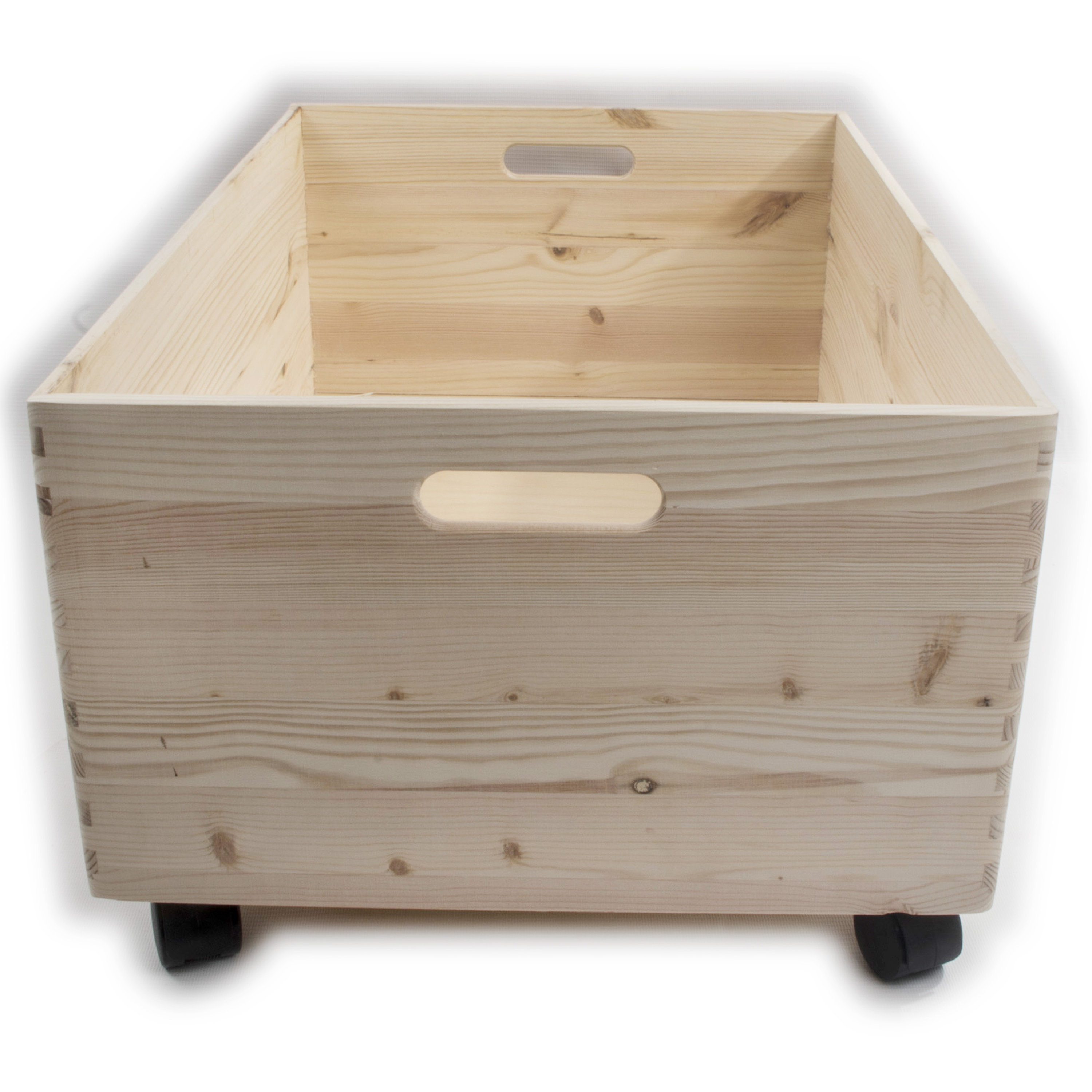 Extra Large Wooden Storage Crate Box | Wheels | Cut-out Handles Non ...