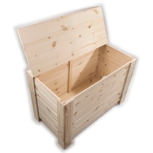 Large Wooden Decorative Storage Chest Bedding Trunk With Hinged Lid ...