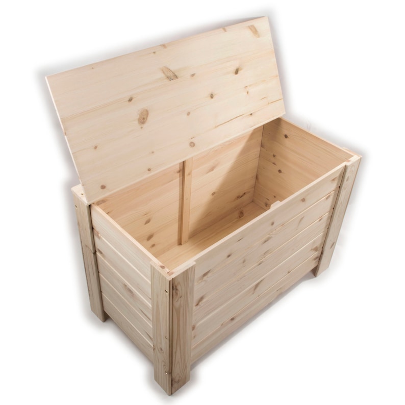 Large Wooden Decorative Storage Chest Bedding Trunk With Hinged Lid ...