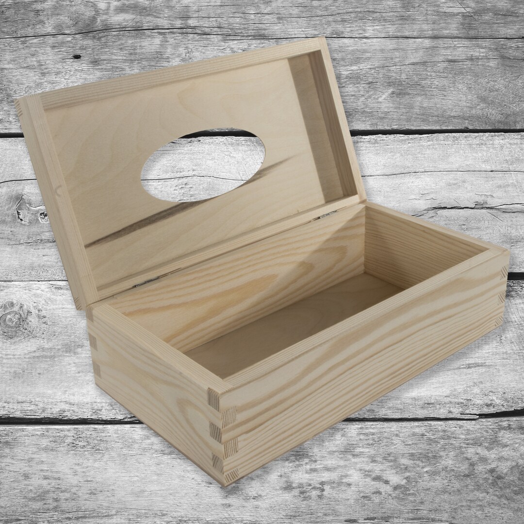 Wooden Rectangular Tissue Box With Lid Made From Pinewood | Napkin ...