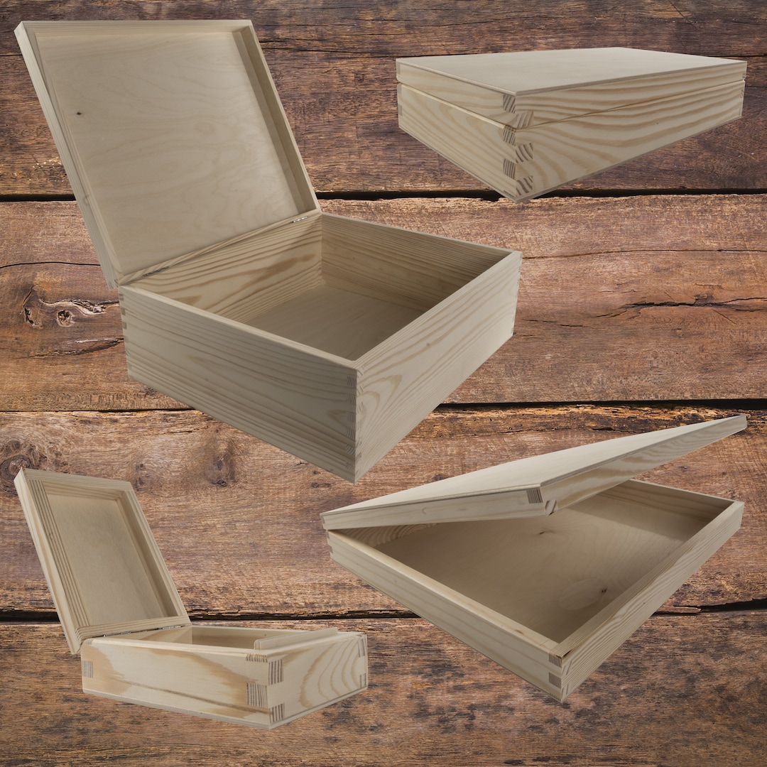 Rectangular Wooden Blank Boxes | Choice of Sizes | Hinged Lid | Craft ...
