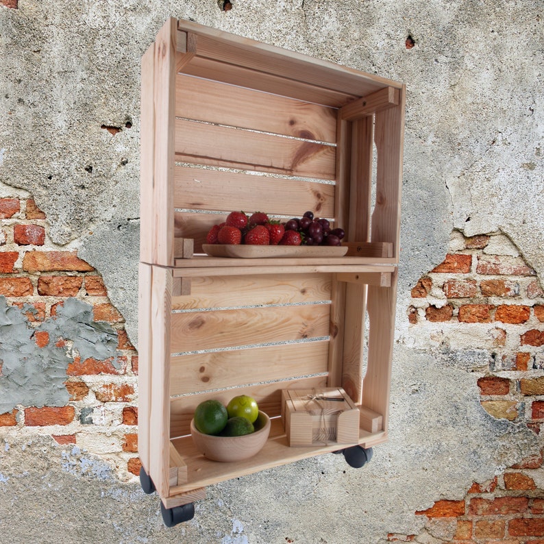 Shallow Stacking Solid Wooden Crate With Wheels | 1-4 Tier | Decorative ...