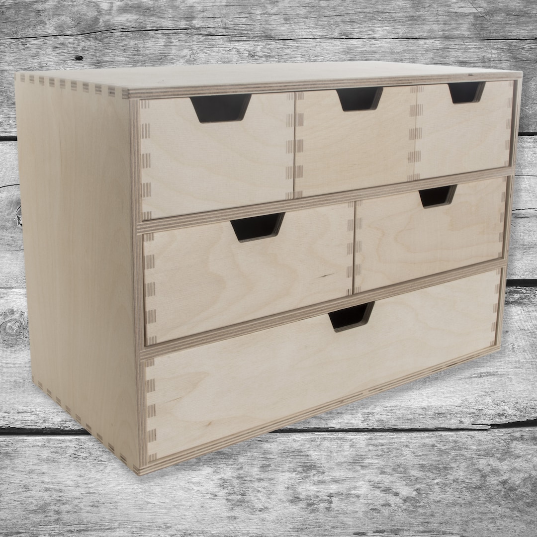 Wooden Mini Chest of 6 Drawers Desktop Organiser | Cupboard Cabinet ...
