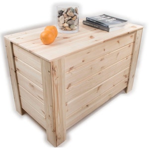 Large Wooden Decorative Storage Chest Bedding Trunk With Hinged Lid ...