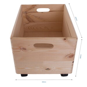 Large Deep Wooden Display Open Storage Box With Cut-out Handles ...