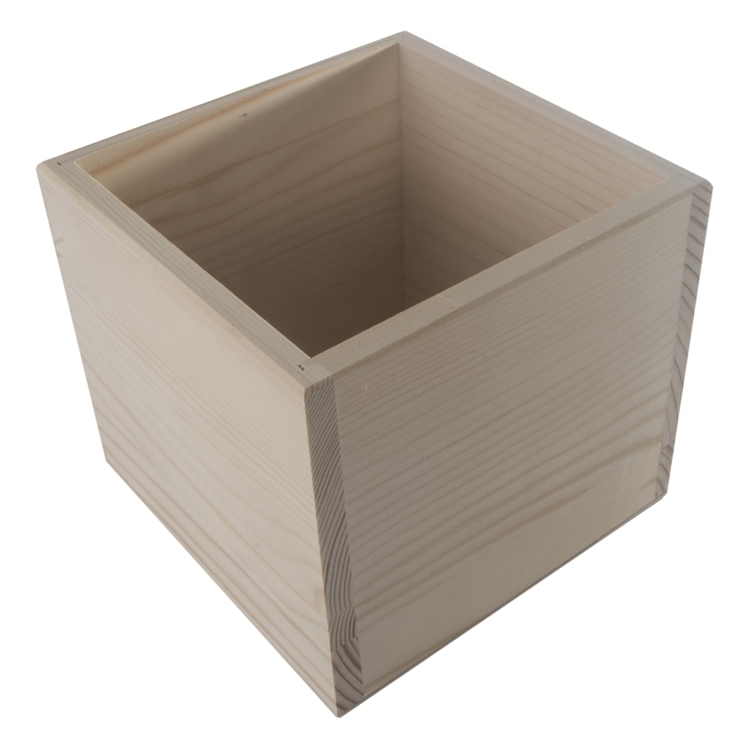 Plain Cube Open Wooden Box | 16x16x14 Cm | Retail Display Presentation ...