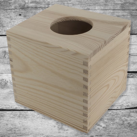 Wooden Cube Tissue Box With Sliding Lid Made From Pinewood - Etsy UK