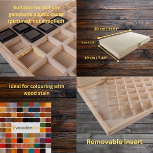 Wooden Gemstone Display Storage Case | 40 Sections Shallow Presentation ...