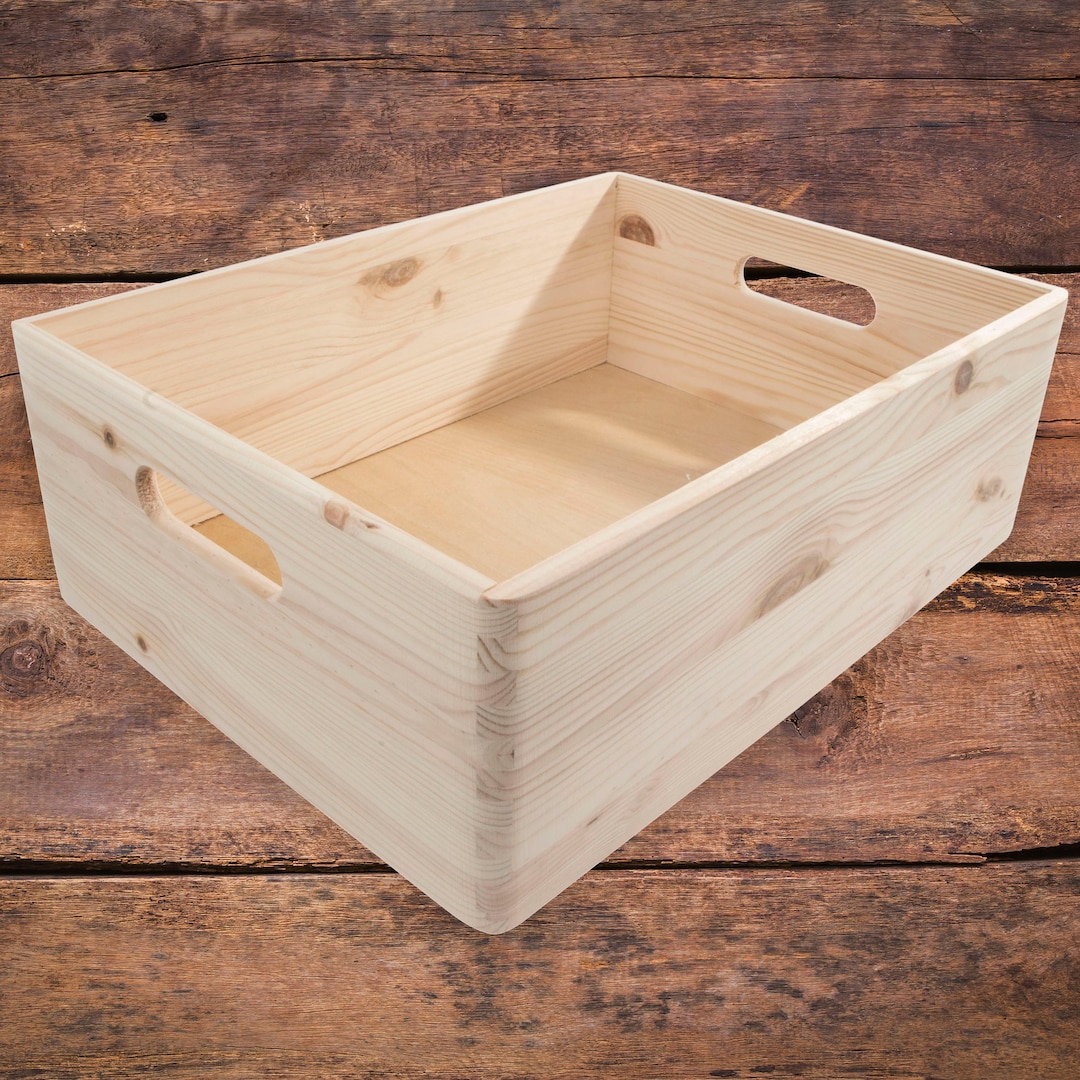 Wooden Stacking Crate Open Top Storage Box With Handles | Non-lidded ...