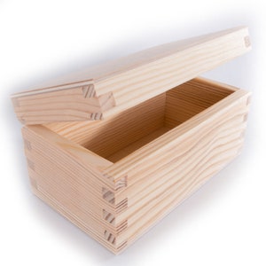Small Wooden Oblong Box With Hinged Lid | 16x9x8 Cm | Keepsake Trinket ...