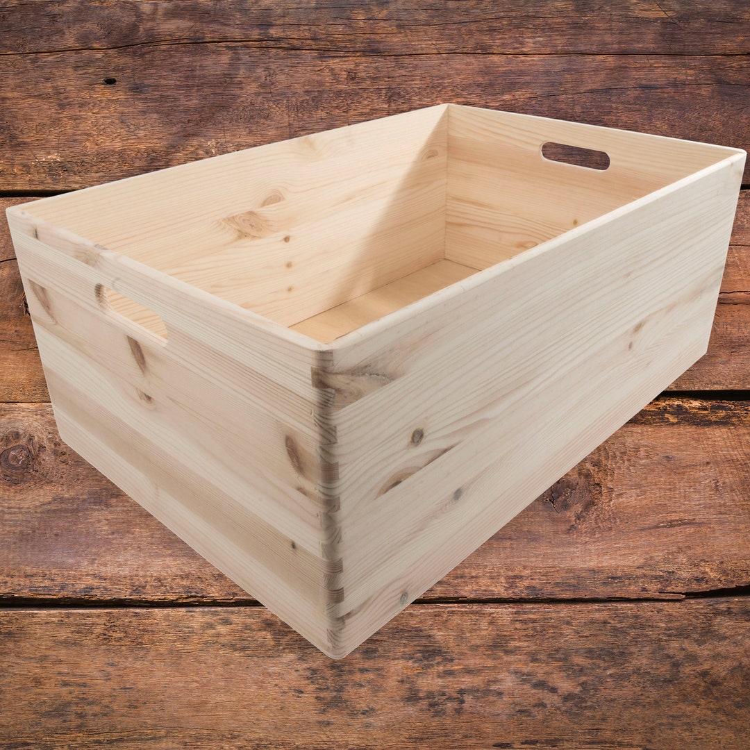 Extra Large Wooden Stacking Storage Crate Box | Cut-out Handles Non ...
