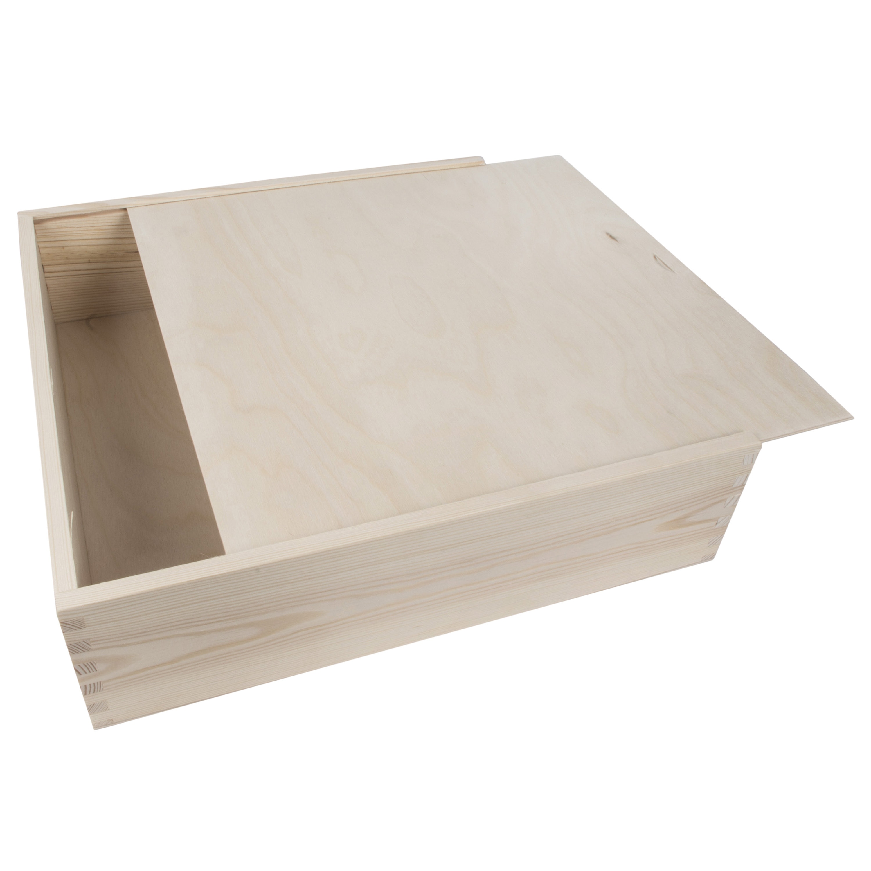 Unpainted Square Shallow Decorative Wooden Box with Sliding | Etsy