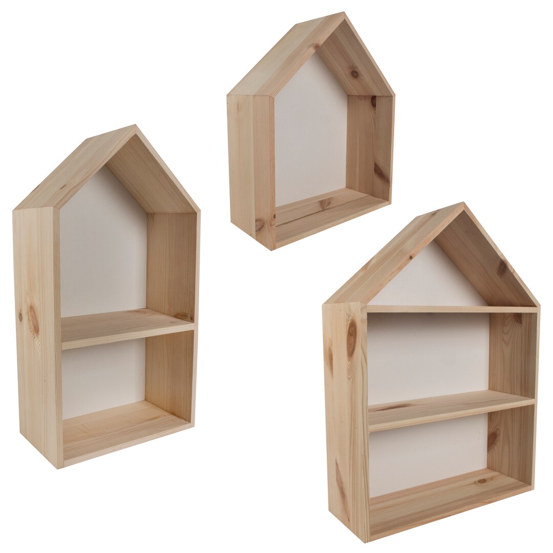 Choice of Wooden House Shaped Display Shelf | Wall-mounted Home Decor ...