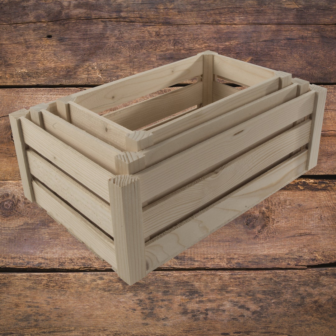 Plain Wooden Crates | Choice of Sizes | Slatted Storage Box ...