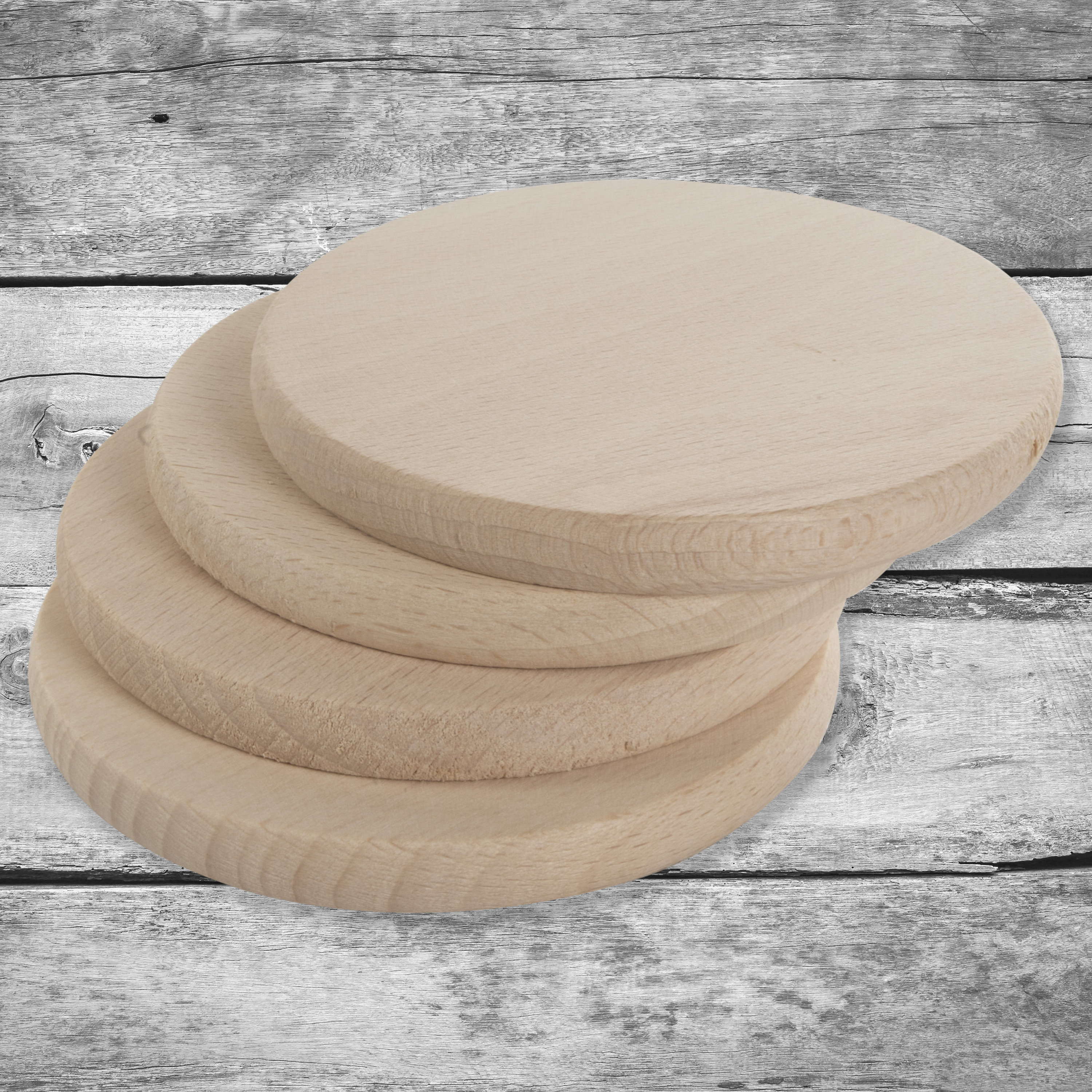 Plain Round Beechwood Coasters | Ø 9cm | Decorative Mug Cups Circles ...
