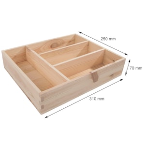 Wooden 4 Section Cutlery Tray Utensil Sorter Drawer | 31 X 25 X 7 Cm ...
