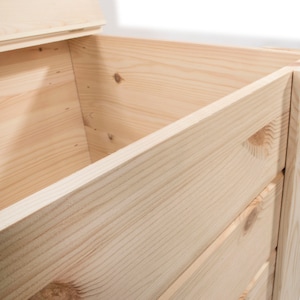 Large Wooden Decorative Storage Chest Bedding Trunk With Hinged Lid ...