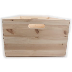 Extra Large Wooden Stacking Storage Crate Box | Cut-out Handles Non ...