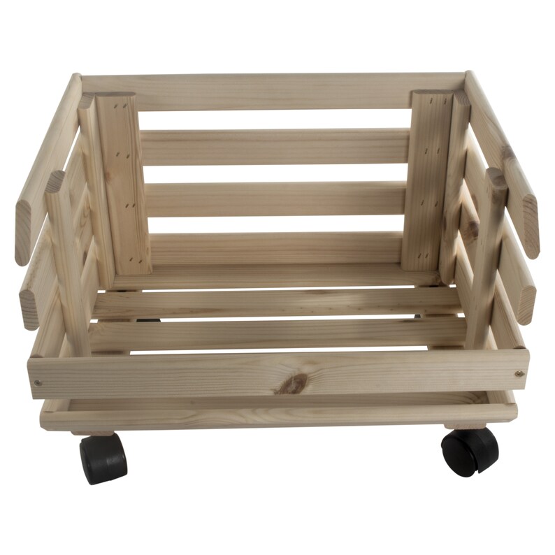 Wooden Storage Crate With Wheels | Vegetable Fruit Food Stackable Box ...