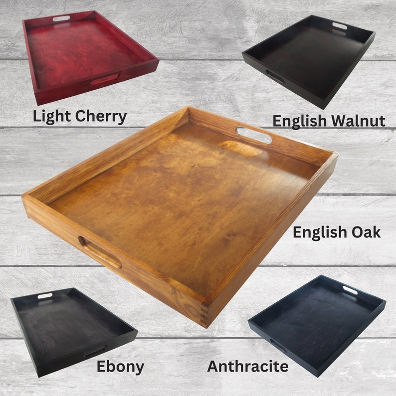 Large Wooden Pine Serving Tray | 50x40x5 Cm | English Oak | Hand ...