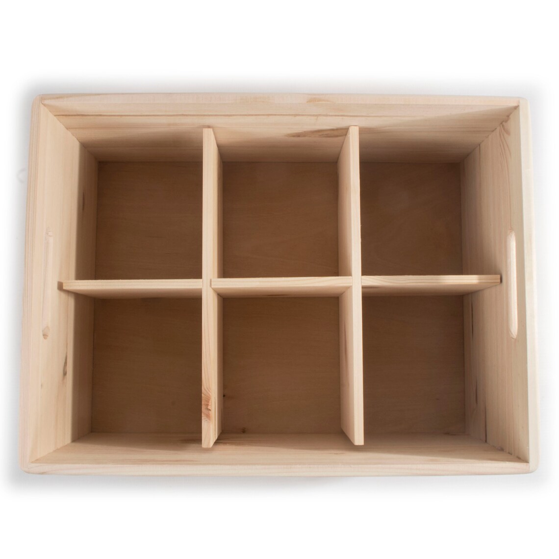 Deep Wooden Crate Box With Removable Dividers | 6 Compartments Pot Jars ...