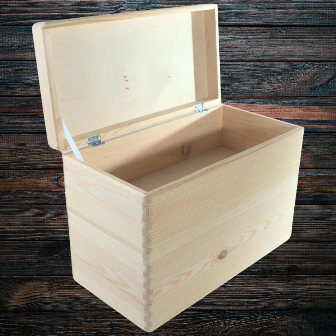 2 Tier Stackable Long Wooden Storage Box Set With Lid and Handles for ...