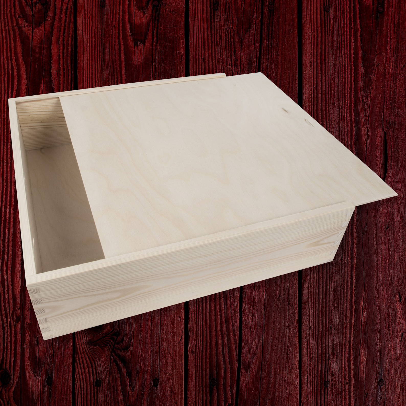 Unpainted Square Shallow Decorative Wooden Box With Sliding - Etsy