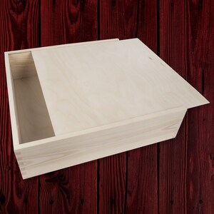Unpainted Square Shallow Decorative Wooden Box With Sliding Lid 35.5 X ...