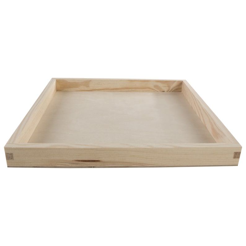 Square Wooden Shallow Tray | 30x30x3 Cm | Display Presentation Box ...