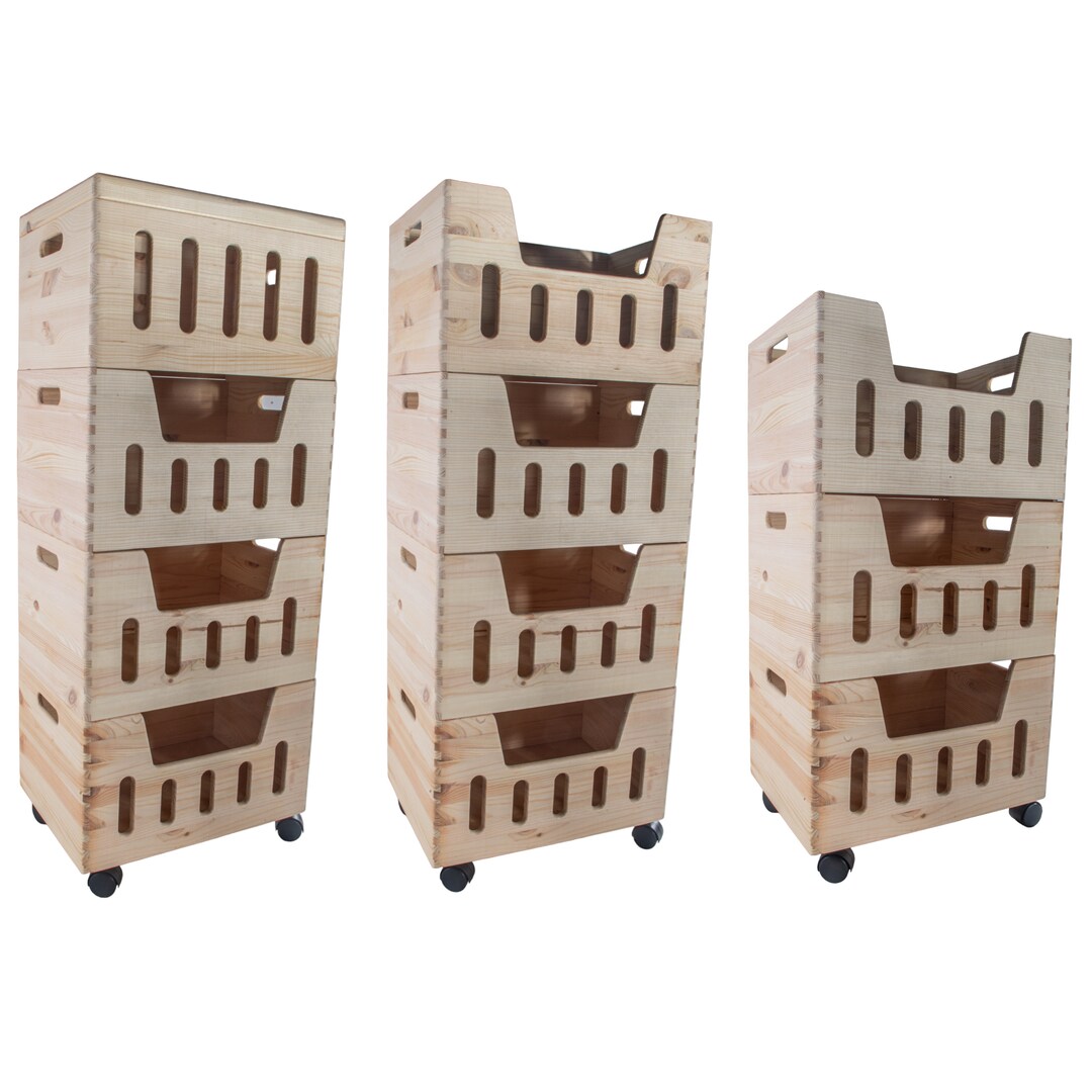 Wooden Stacking Boxes Toy Chest Trunk Choice of Options Food Trolley ...