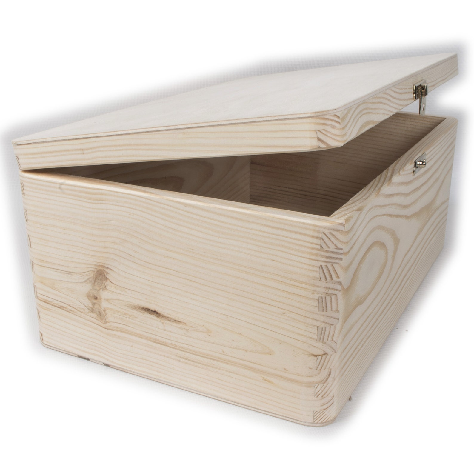 Unfinished Pine Box 30x20x14 Cm | Wooden Storage Chest With Lid & Clasp ...
